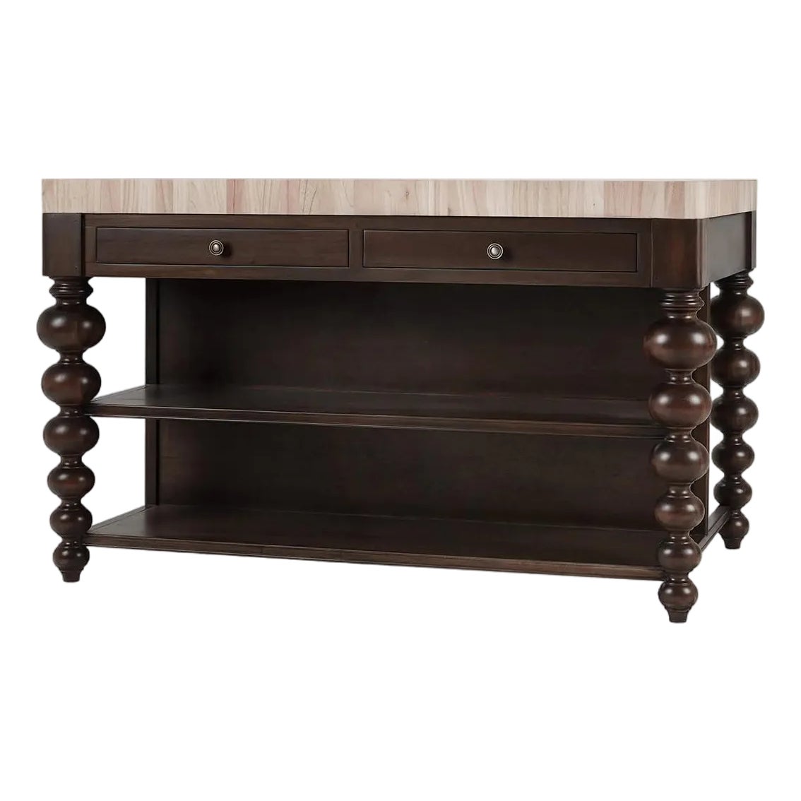 Bobbin Leg Butcher Block Kitchen Island | Chairish