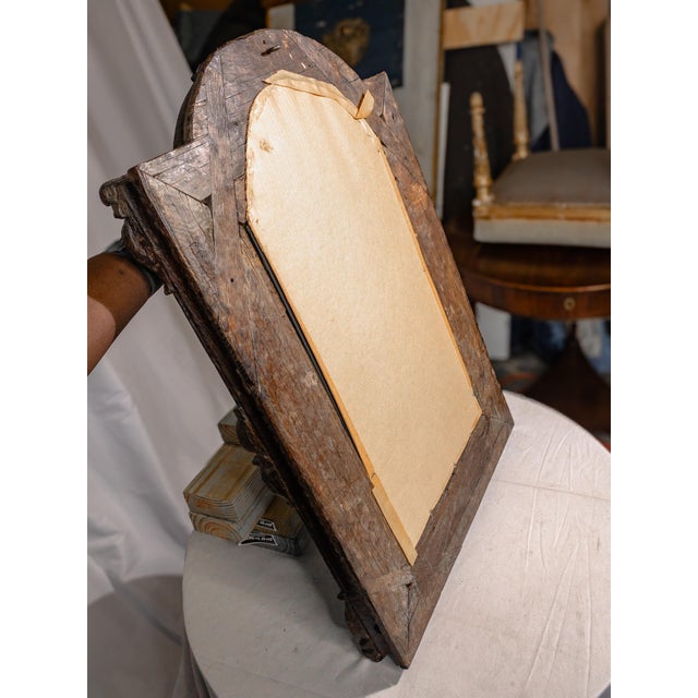 18th Century Foxed Mirror in Carved Wooden Frame | Chairish