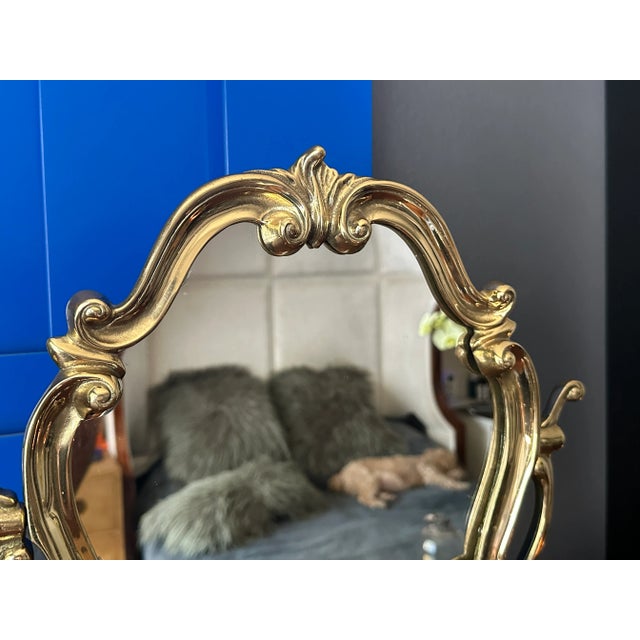1970s Rococo Brass Vanity Mirror | Chairish