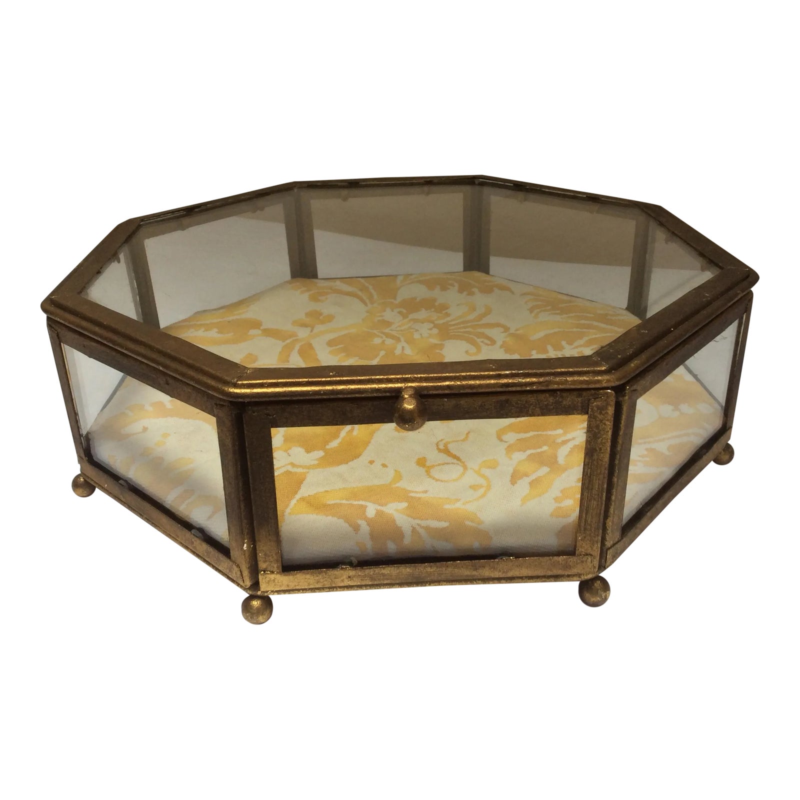 Gilt Metal Mounted Glass Jewel Box | Chairish