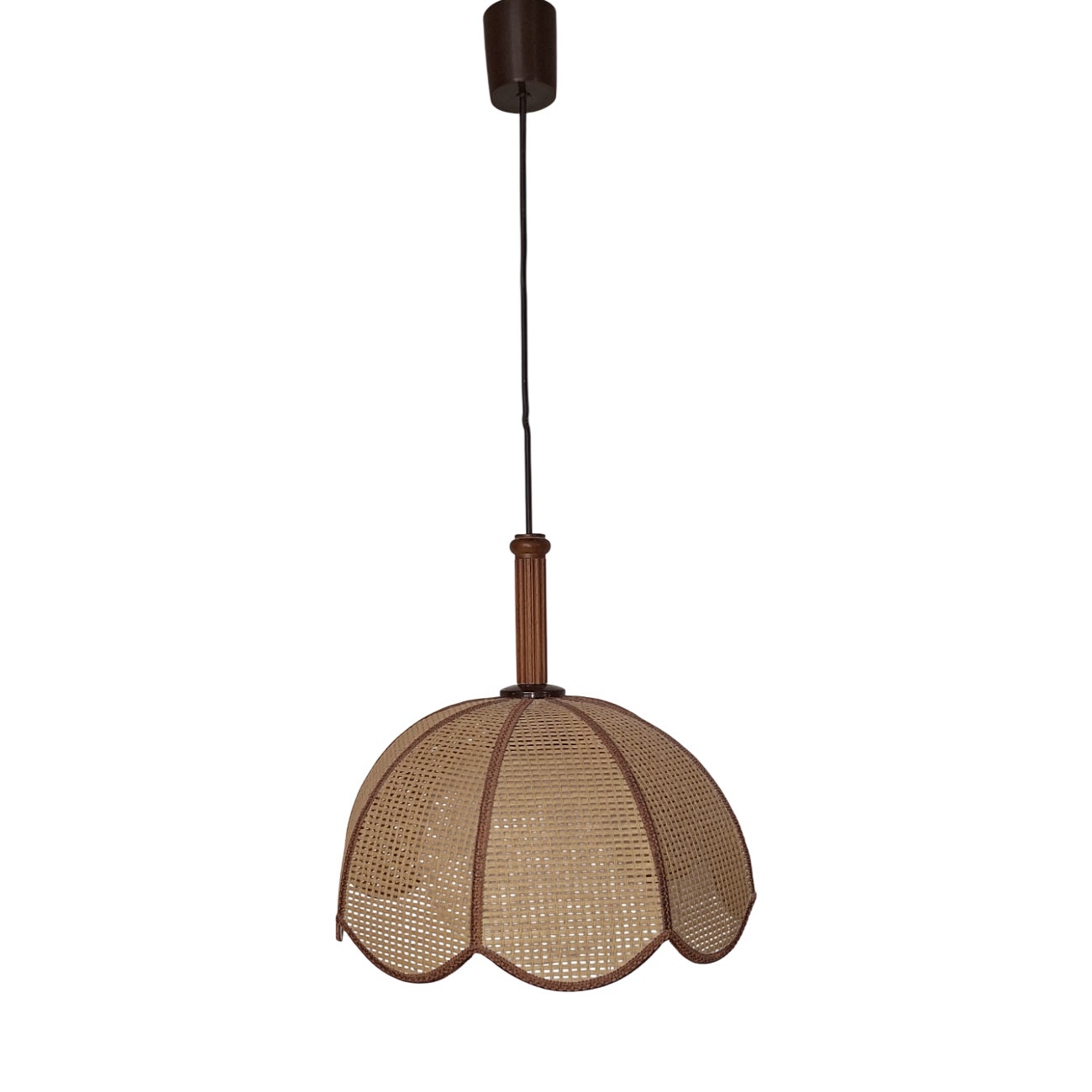 Vintage Pendant Lamp with Brown Plastic and Beechwood Mounting by Linus ...