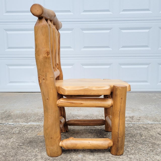 Rustic Hand Peeled White Cedar Log Chair Primitive Lodge Style Chair ...