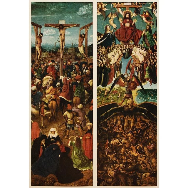 1956 After Hubert Van Eyck "The Crucifixion and the Last Judgment", Vintage Prints - Set of 2 ...