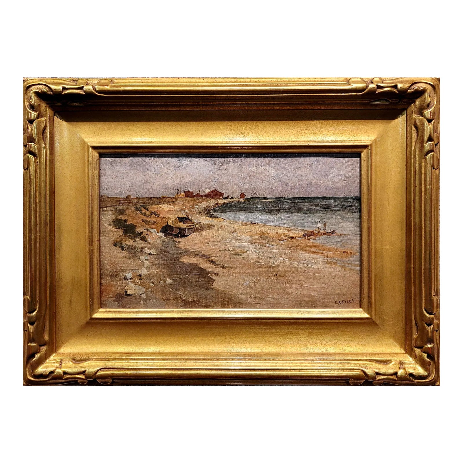 Charles Fries -C.1910s View of Coronado Peninsula in S. Diego-Oil ...