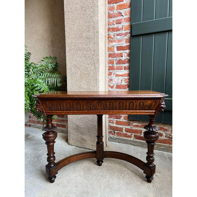 Antique French Console Hall Table Renaissance Revival Demilune Carved ...