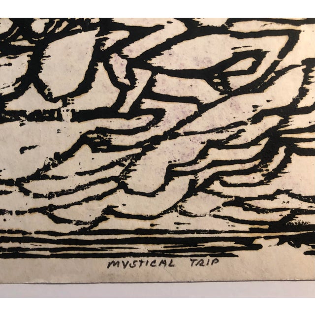 1950s Ruth Freeman Mystical Trip Woodcut | Chairish