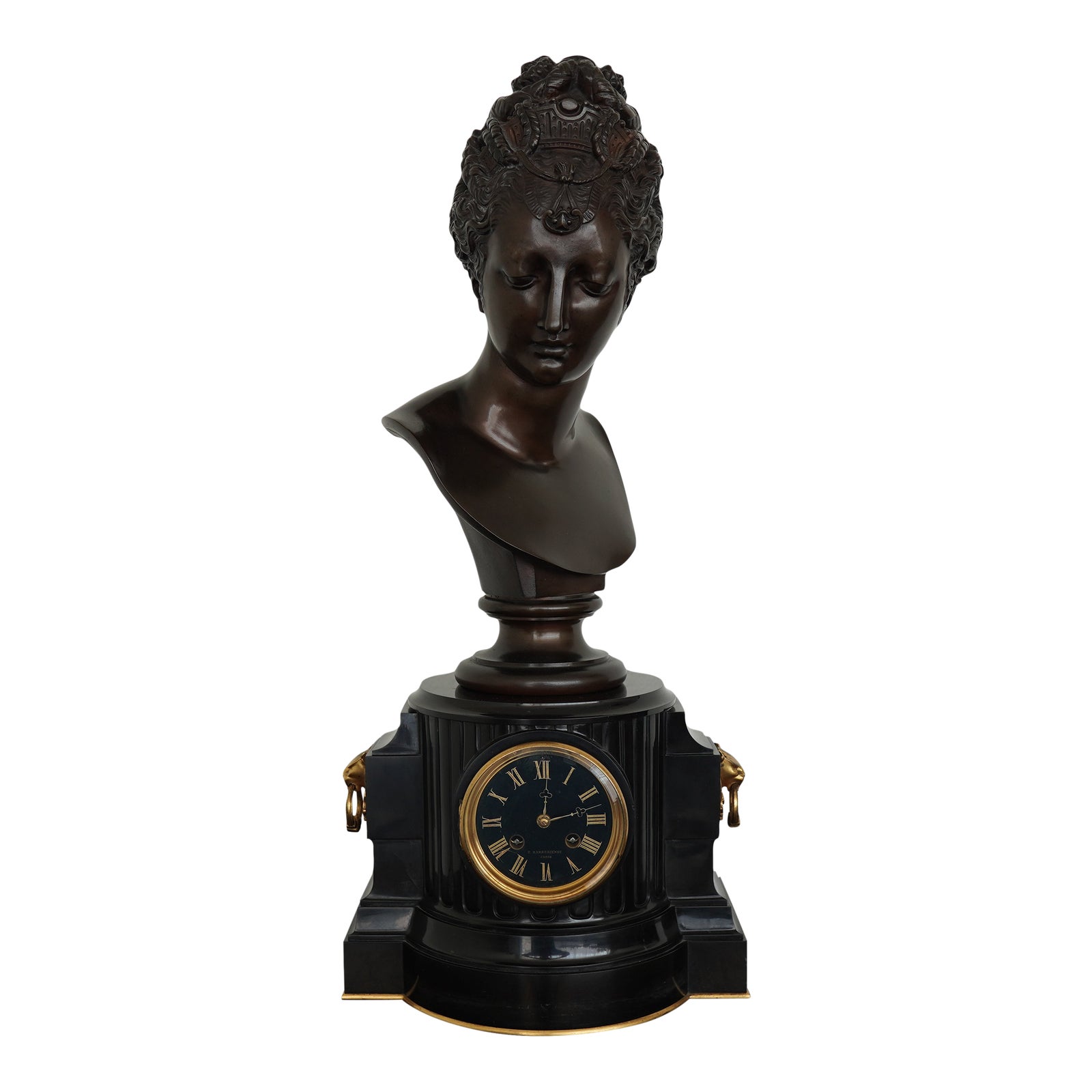 Vintage French Bust Mantel Clock | Chairish