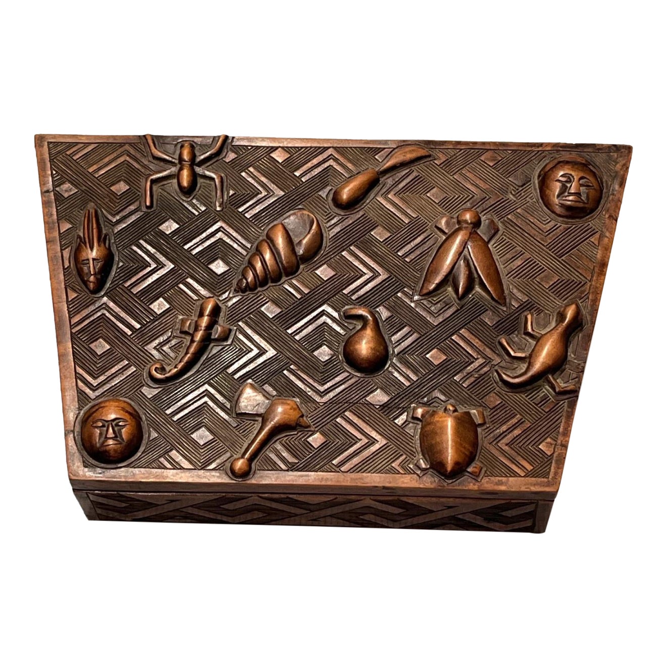 1970s Carved African Wooden Box | Chairish