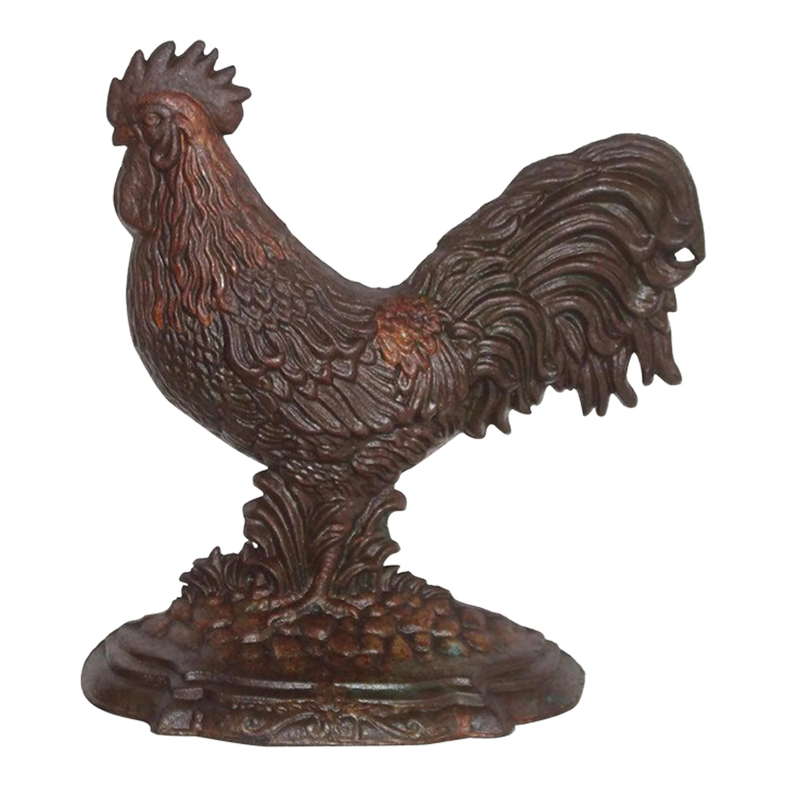 Iron Rooster With Fragments of Paint | Chairish