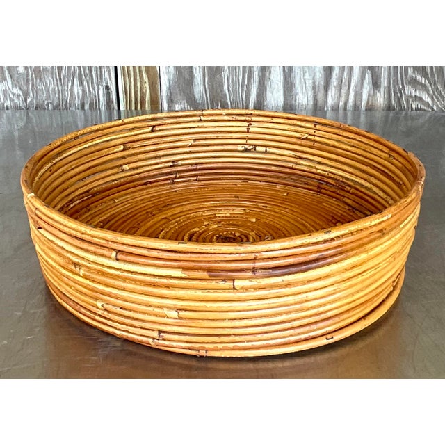 Vintage Coastal Italian Pencil Reed Tray | Chairish