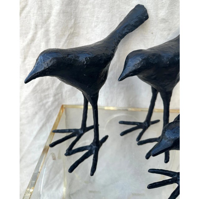 Pottery Barn Set of 3 Iron Blackbird Figures | Chairish