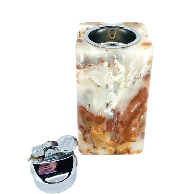 1960s Faux Marble Resin Smoking Set- 2 Pieces | Chairish