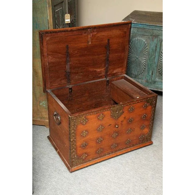 Large Dutch Colonial Style Late 19th Century Teak Trunk With Brass ...