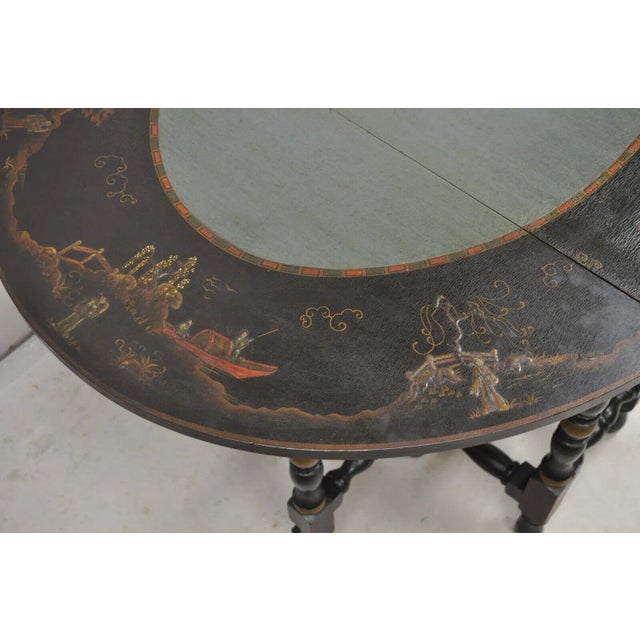 Early 20th Century Antique Chinoiserie Lacquered Chinese Gate Leg Drop ...