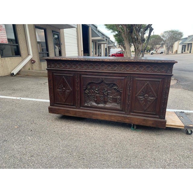 1800s Antique Breton Highly Carved 6 Drawers French Desk | Chairish