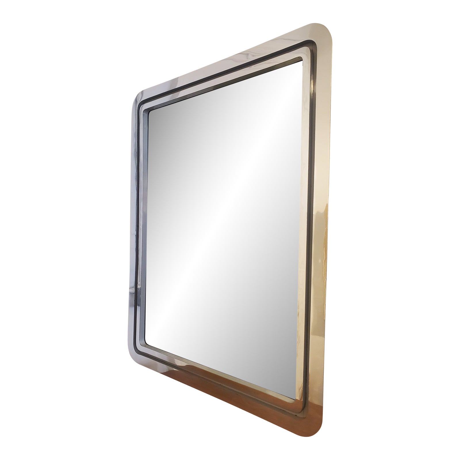 1970s Mirror With Chrome Rounded Corners | Chairish