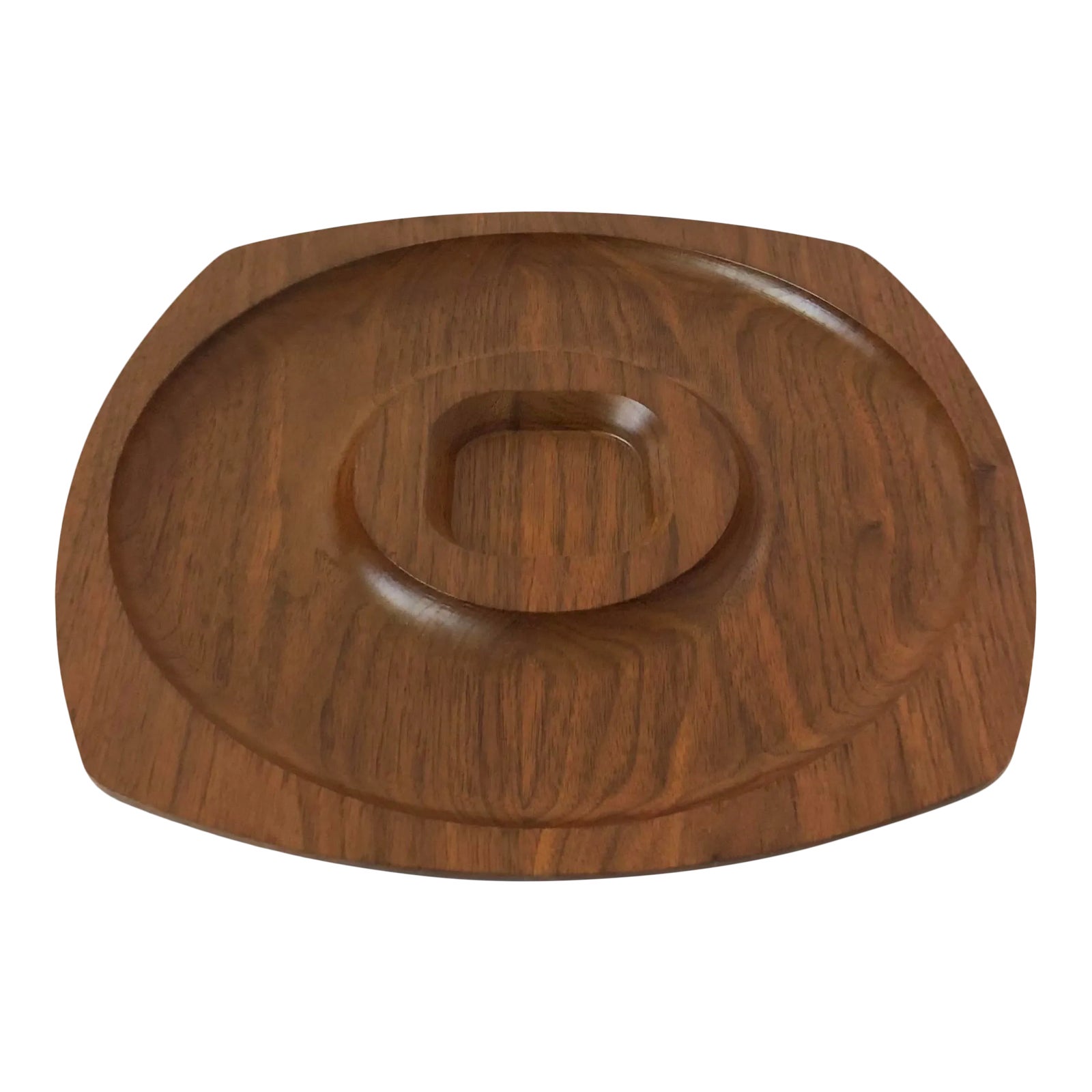 Mid Century Divided Wood Tray by Gladmark | Chairish