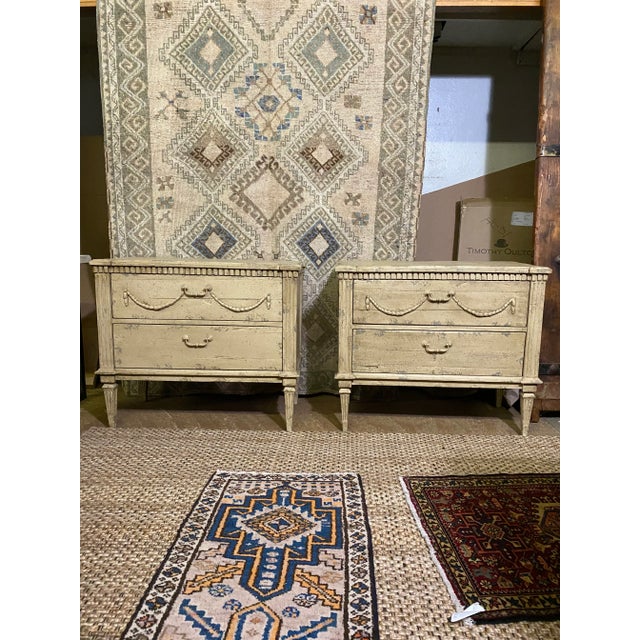 Pair of Painted & Distressed Chests with 2 Drawers | Chairish