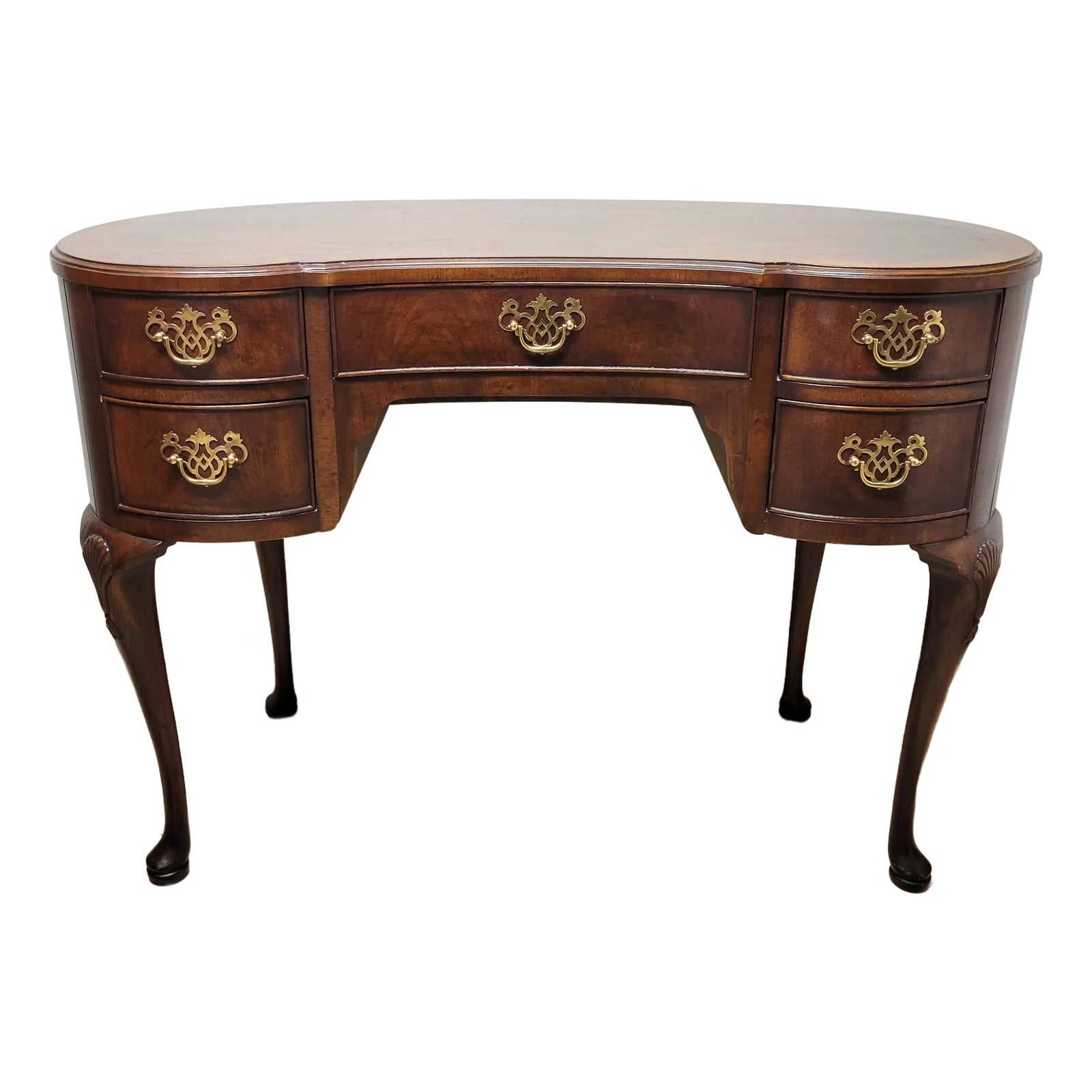 Henredon Mahogany Kidney Shaped Writing Desk | Chairish