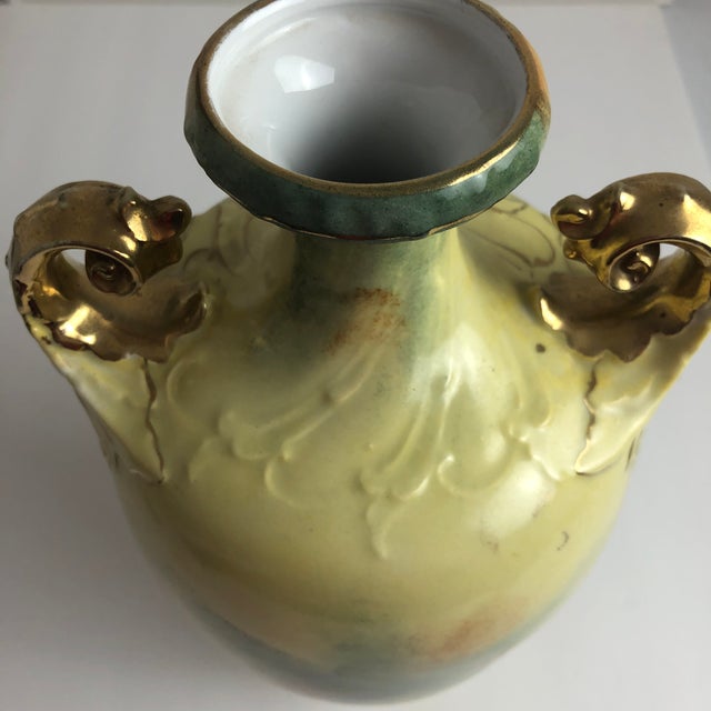 Royal Sax German Hand Painted Portrait Vase With Double Handle | Chairish