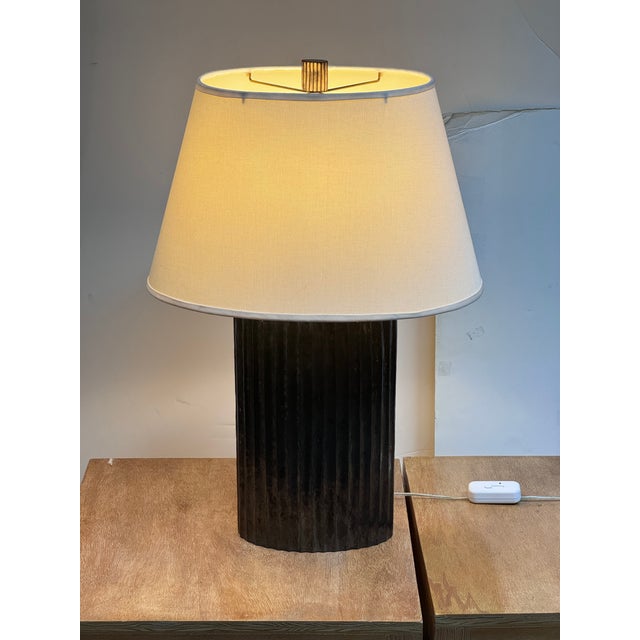 Robert Kuo for McGuire Furniture Company Fluted Flask Aged Bronze Table ...
