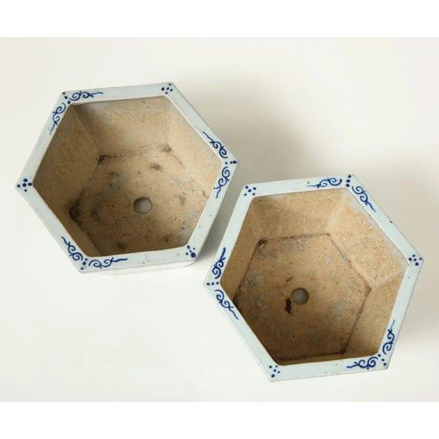 Pair of Chinese Export Blue and White Porcelain Cachepots | Chairish