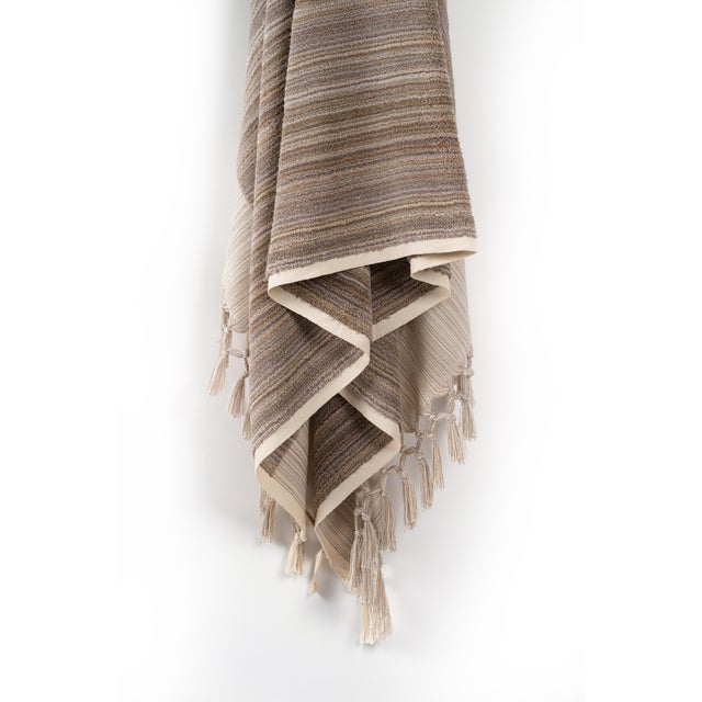 Earth Lines Handmade Organic Cotton Towel in Tan | Chairish