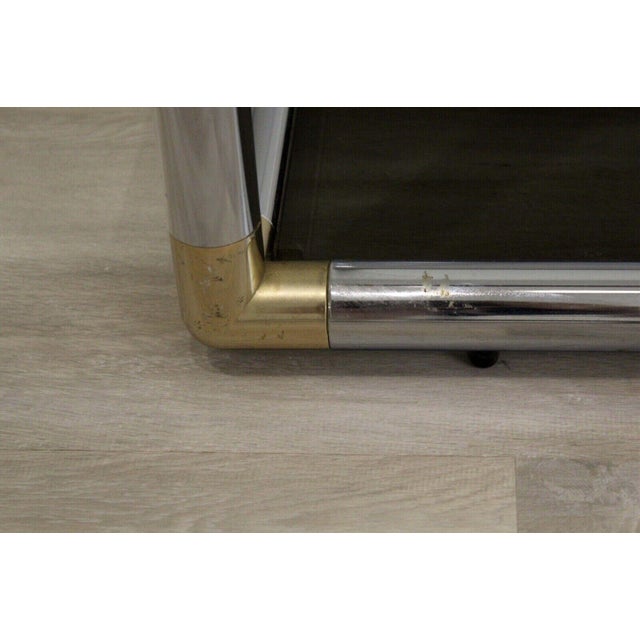 Baughman Style Brass & Chrome Tubular Cube Side End Table | Chairish