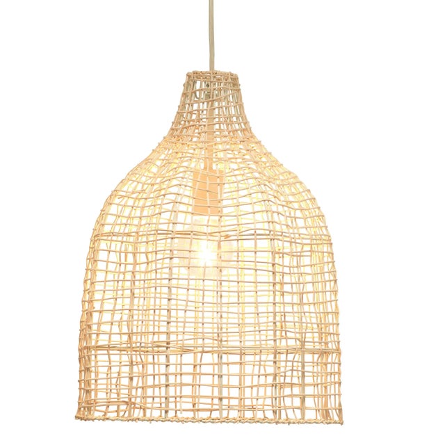Whisper Scalloped Edge Rattan Pendant | Chairish