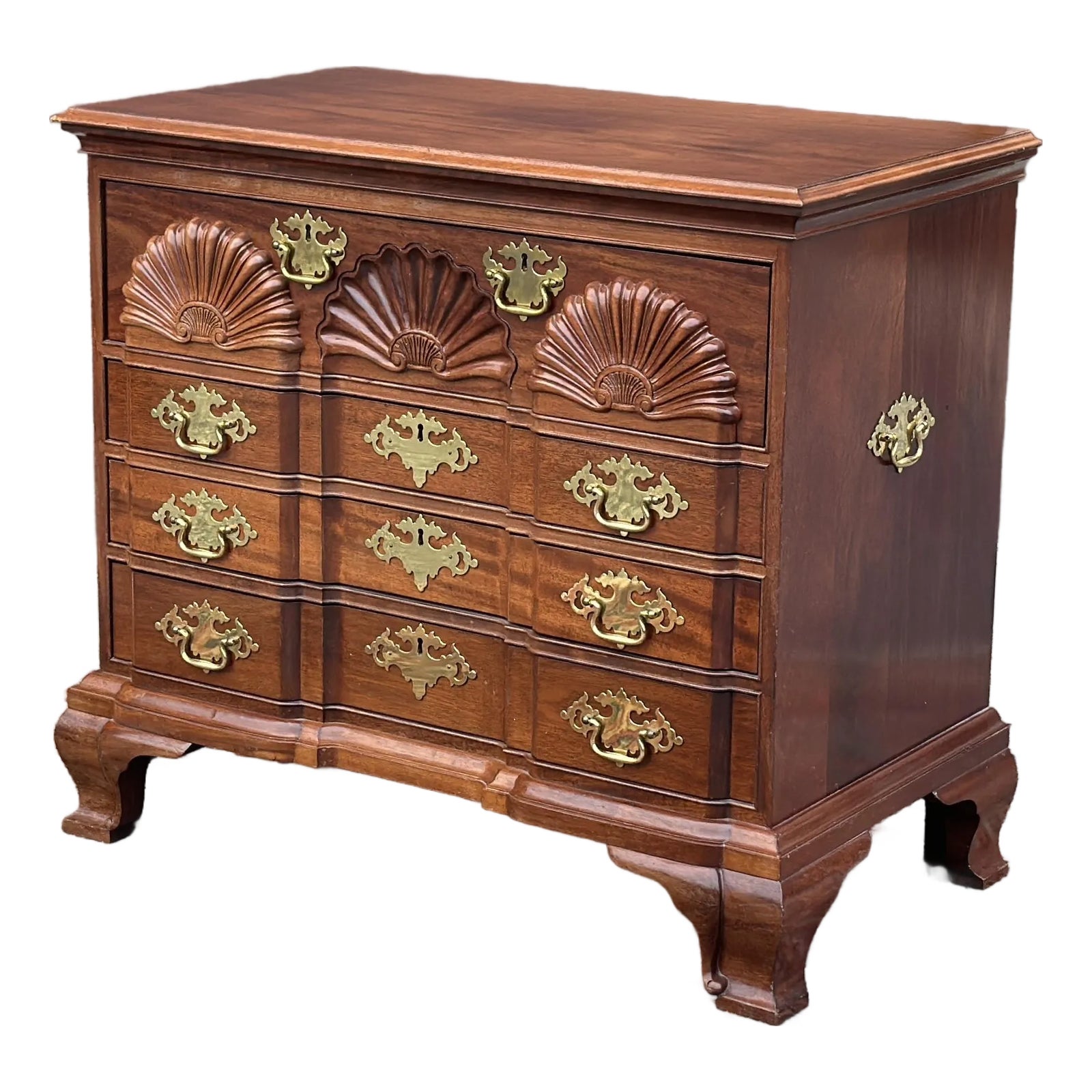 Bespoke Block and Shell Carved Mahogany Chest After Townsend & Goddard | Chairish