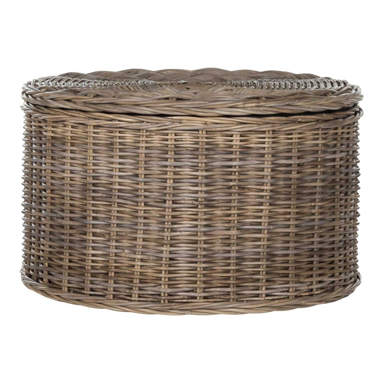 Wicker Storage Coffee Table in Grey | Chairish