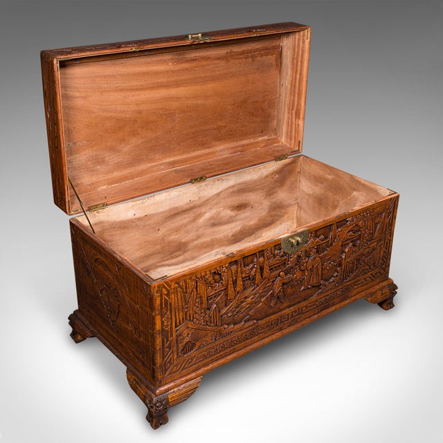 1940's Vintage Decorative Carved Chest | Chairish