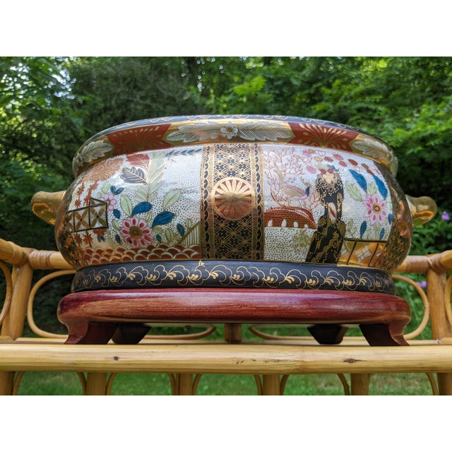 Fine Chinese Famille Noir Porcelain Foot Bath Jardiniere Cachepot W/Coy ...