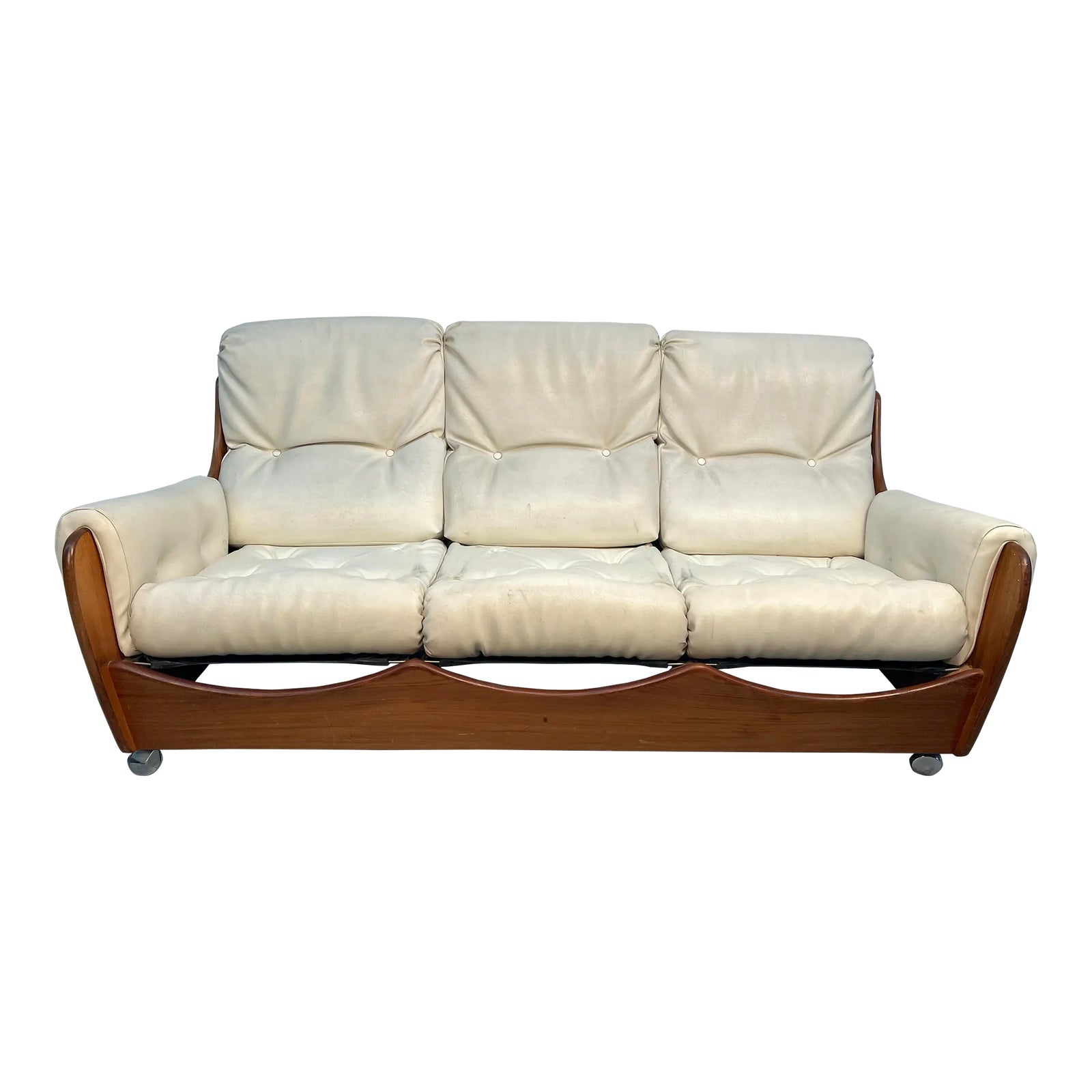 1960s Leather and Wood Couch by G-Plan | Chairish