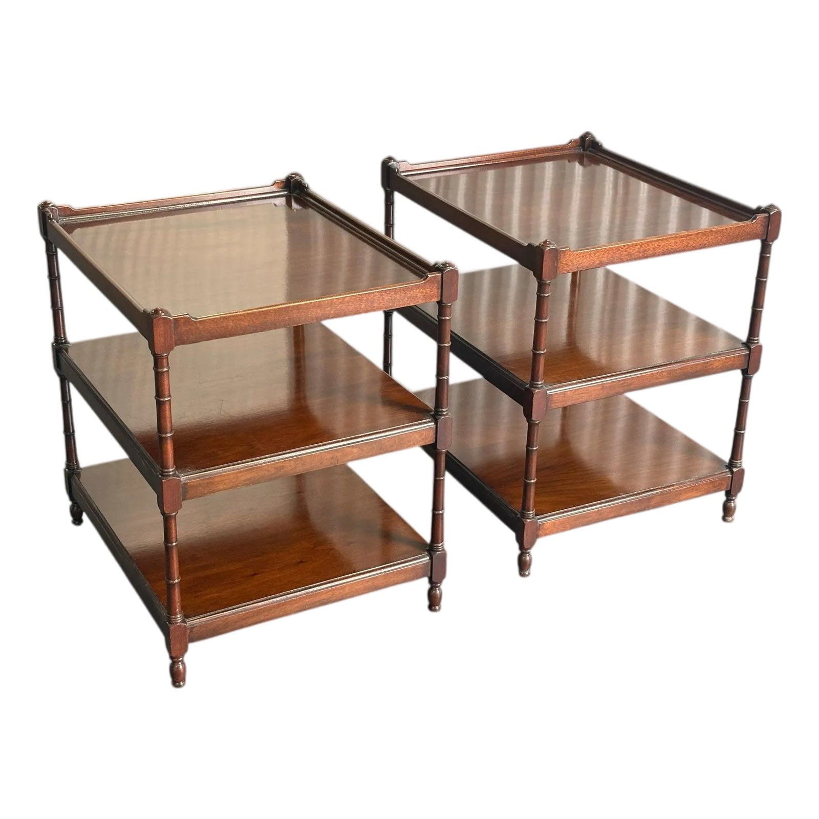 Vintage English Traditional Mahogany Wood Three Tiered Side/ End Tables ...