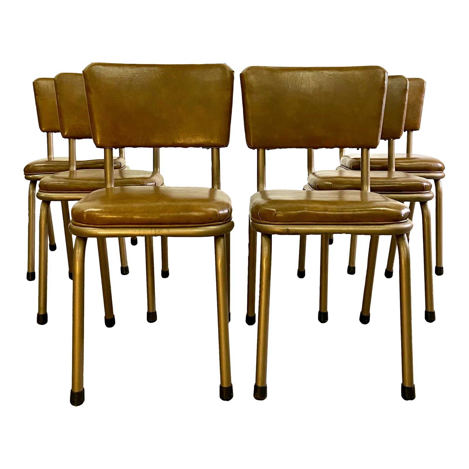 Vintage Mid Century Tubular Chrome Vinyl Dining Chairs - Set of 6 ...