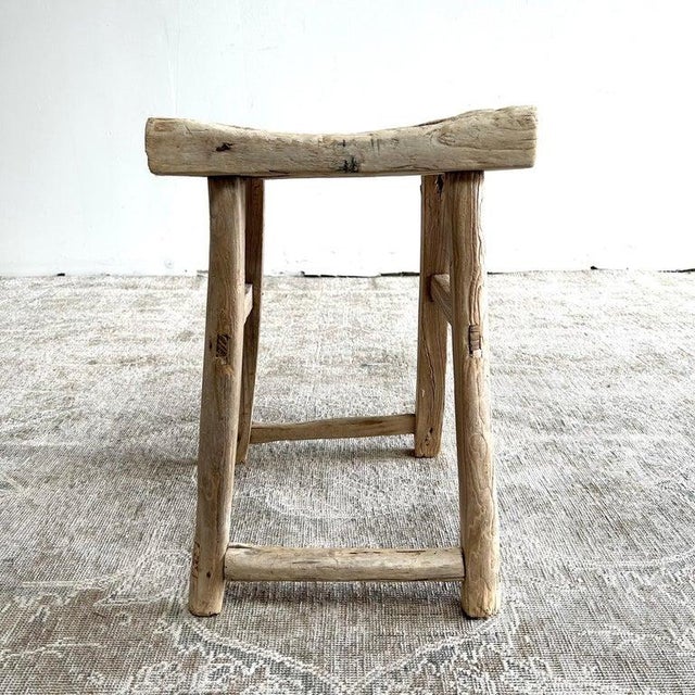 Elm Wood Stool | Chairish