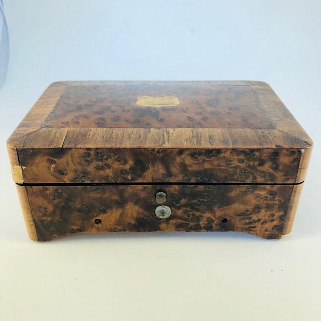 Late 1800s French Music Box Walnut Burl Wood | Chairish