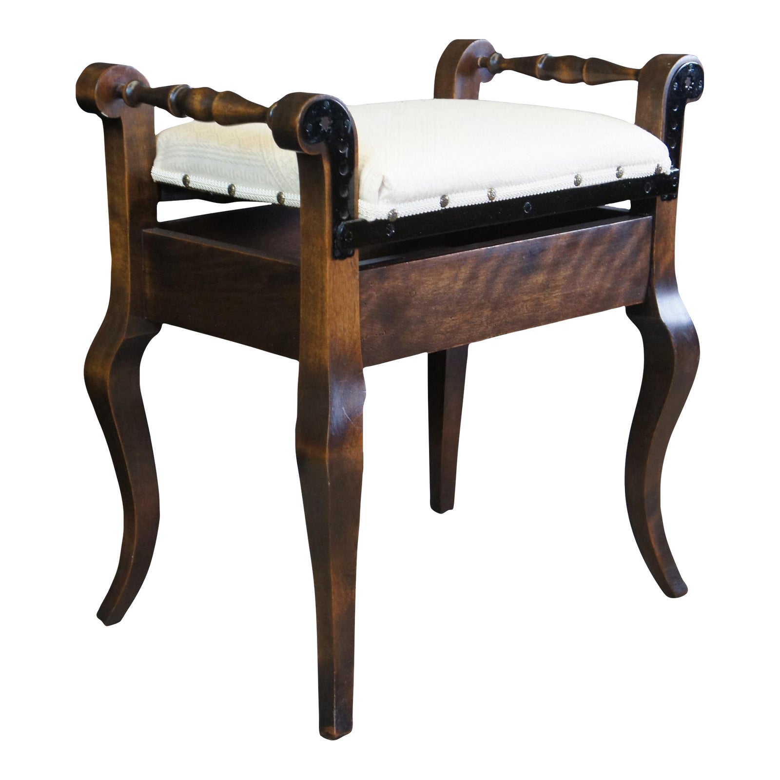 Mid 20th Century French Country Mahogany Adjustable Piano Stool Foyer ...