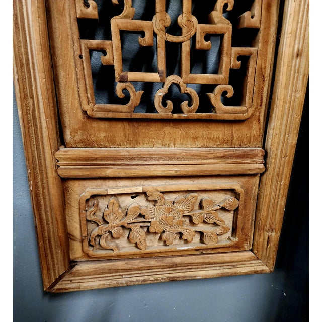 1900s Chinese Carved Wood Filigree Window Plaque | Chairish