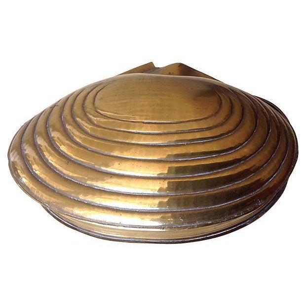 Vintage Mid-Century Modern Brass Clam Shell Lidded Keepsake Box | Chairish