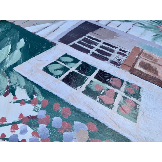 Late 20th Century Postmodern Style Oil Painting on Canvas of a Veranda ...
