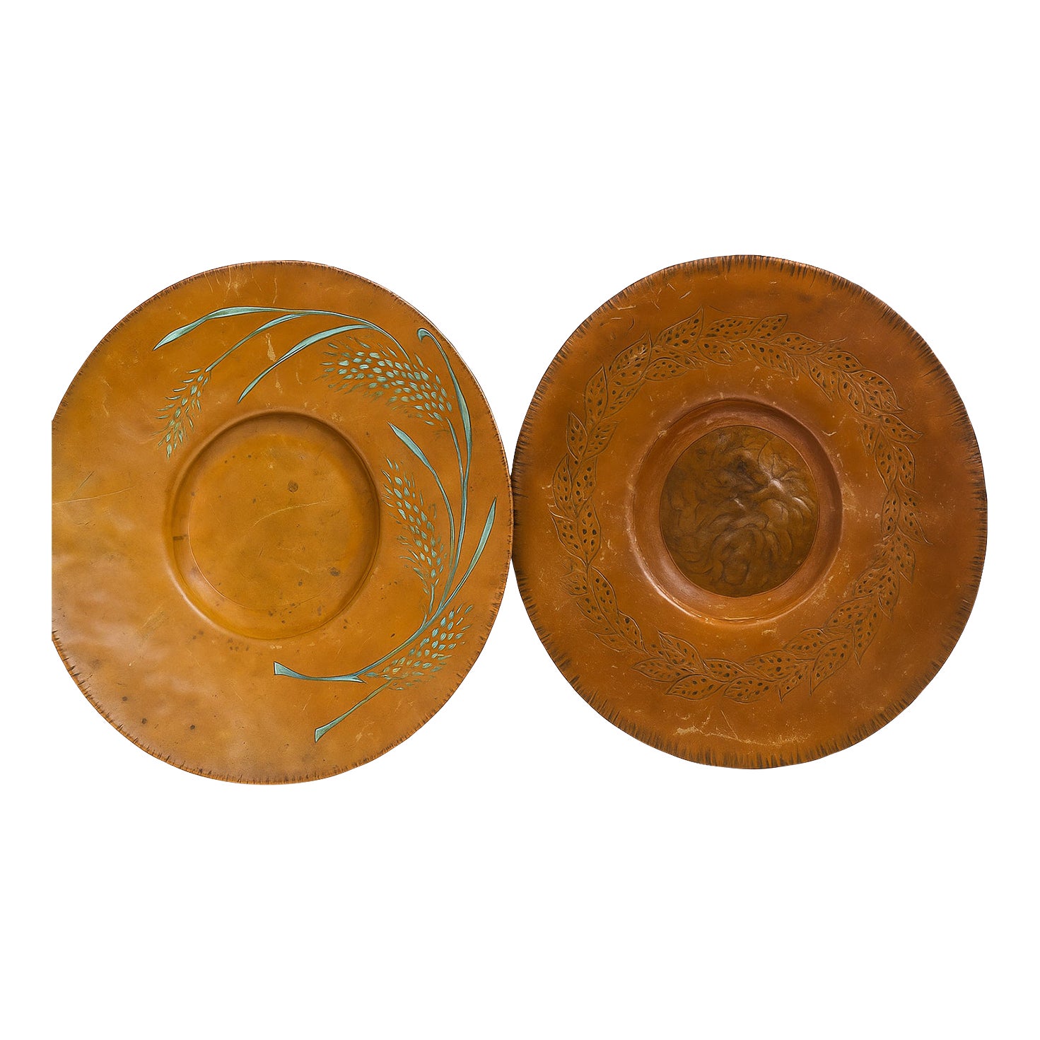 Pair of Early 1900s Hand-Hammered Copper Trays — Arts & Crafts ...