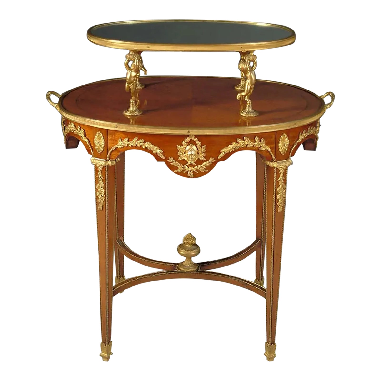 French Louis XVI Style Gilt Bronze-Mounted Two-Tier Pastry Table | Chairish