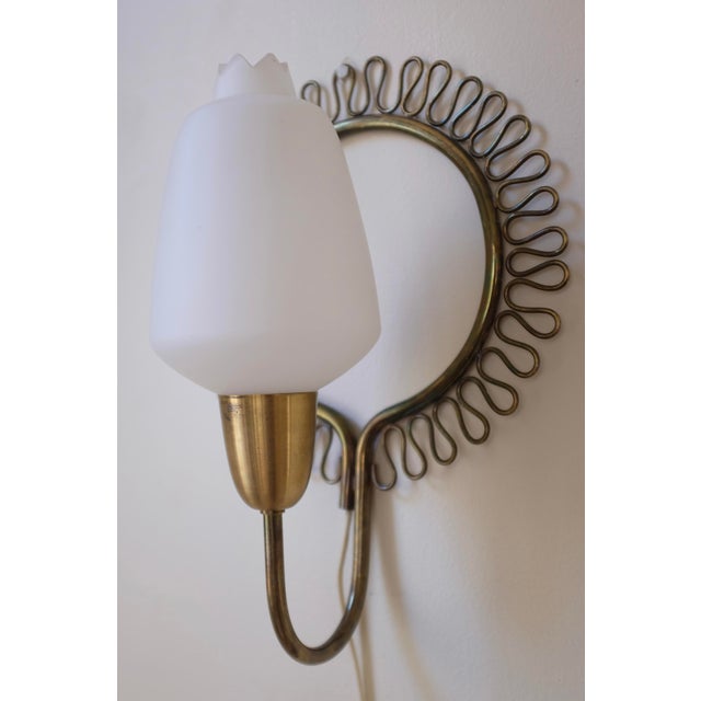 1950s Brass and Glass Wall Light | Chairish