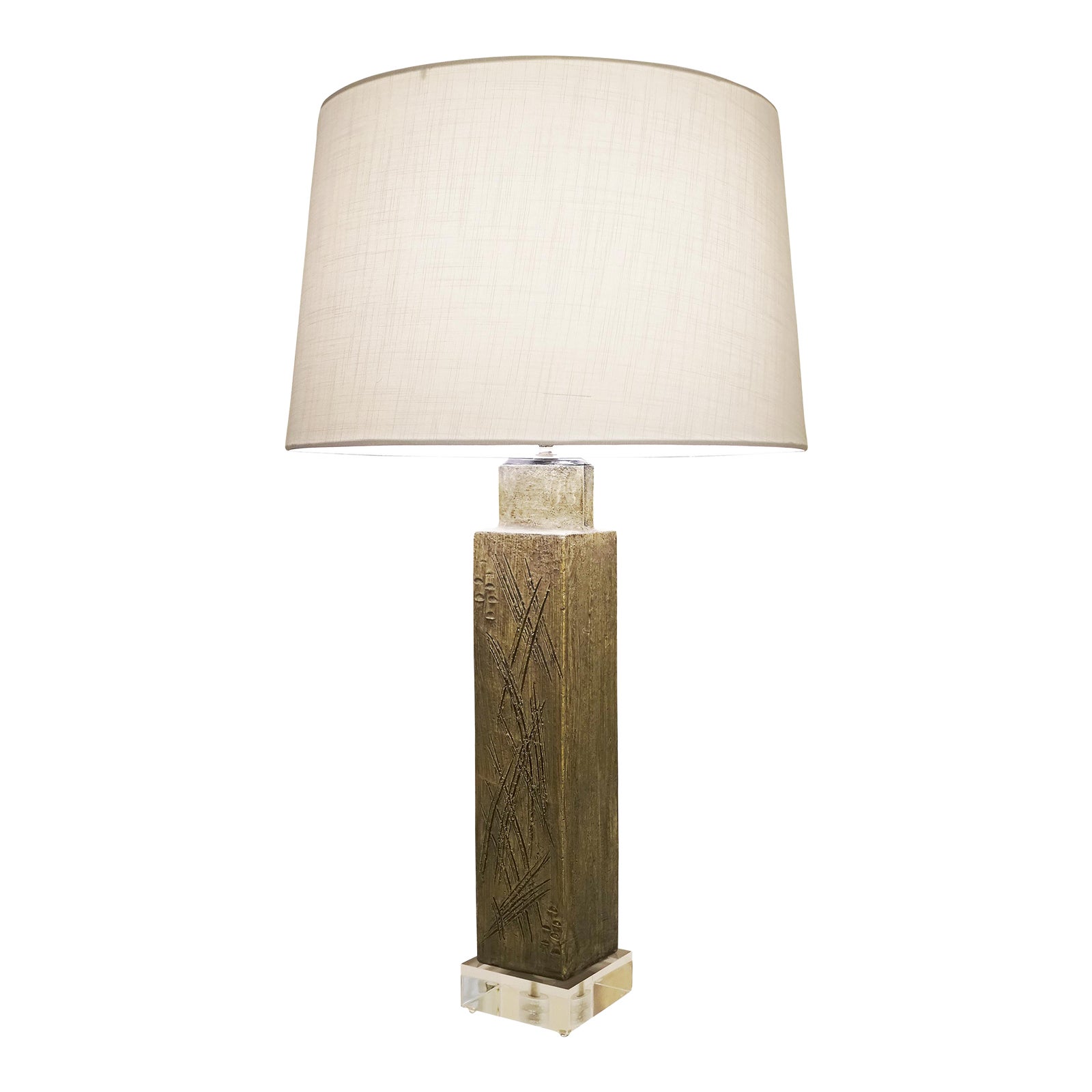 Marcello Fantoni Raymor Brutalist Atomic Modern Ceramic Sgraffito Table ...