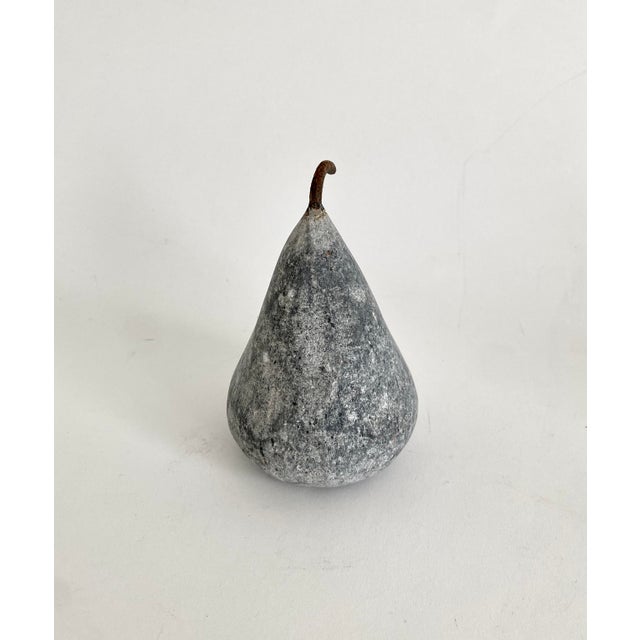 Small Hand-Carved Gray Marble Pear | Chairish