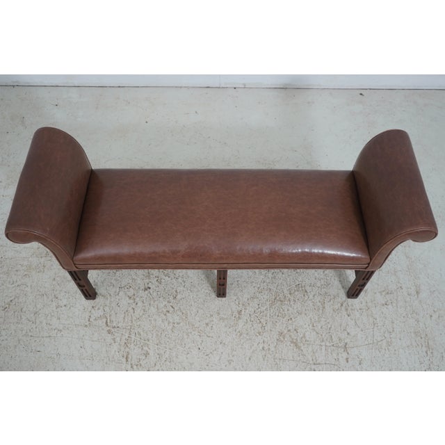 Southwood Chippendale Style Leather Window Bench | Chairish