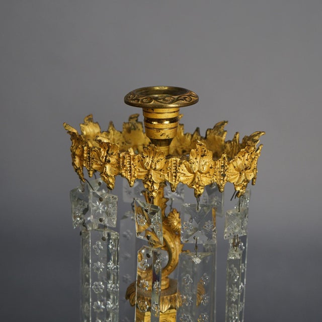 Antique Ivanhoe Girandole, Gothic Revival Gilt Bronze Figural ...