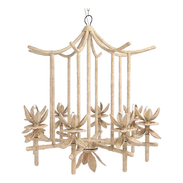 Pagoda Form Reed Wrapped Chandelier From the Fs Flores Collection ...